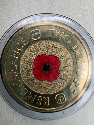2012 Remembrance Day Red Poppy $2 C Mintmark Coin in Trifold Card ...