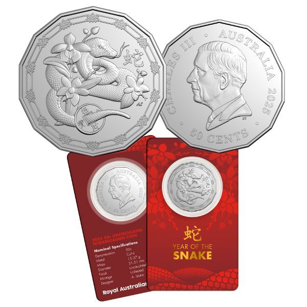 2025 50c Lunar Series Year Of The Snake Uncirculated Tetradecagon Coin ...