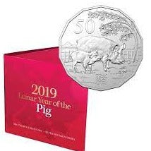 2019 Royal Australian Mint Fifty Cents 50c Lunar New Year of the Pig T ...
